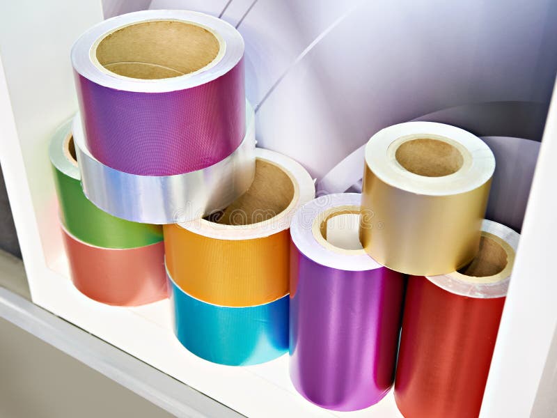 Rolls with colored foil stock photo. Image of shop, rolls - 120121664