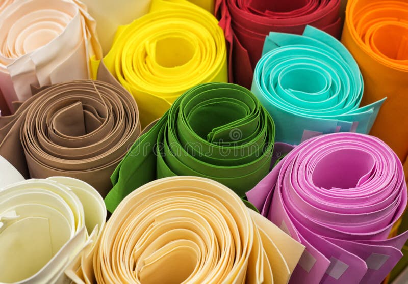 Rolls of colored paper stock photo. Image of closeup - 79338916