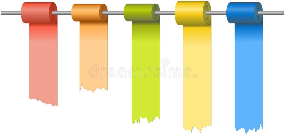 Rolls of Colored Papers at Metal Rod Stock Illustration - Illustration ...