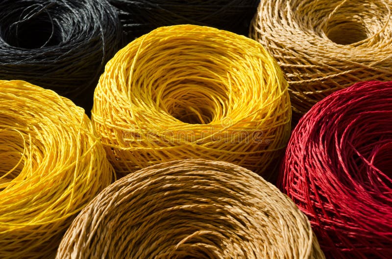 Rolls of Colored Raffia Close-up. Eco Material for Handmade Work Stock ...