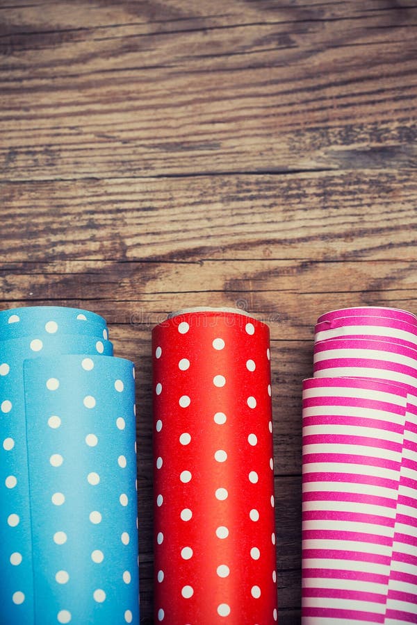 Rolls of Colored Wrapping Paper Stock Image - Image of happy, design ...