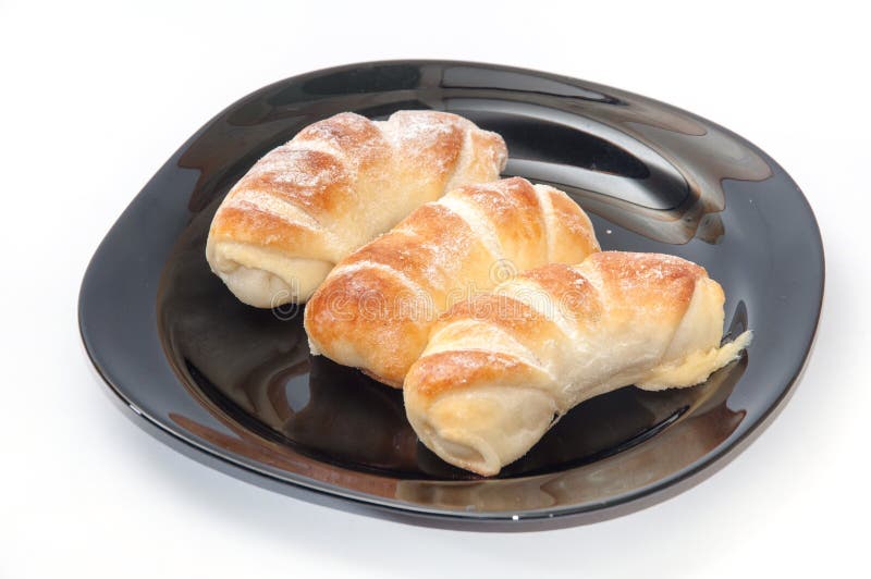 Rolls with Cream and Powdered Sugar Stock Photo - Image of gourmet ...