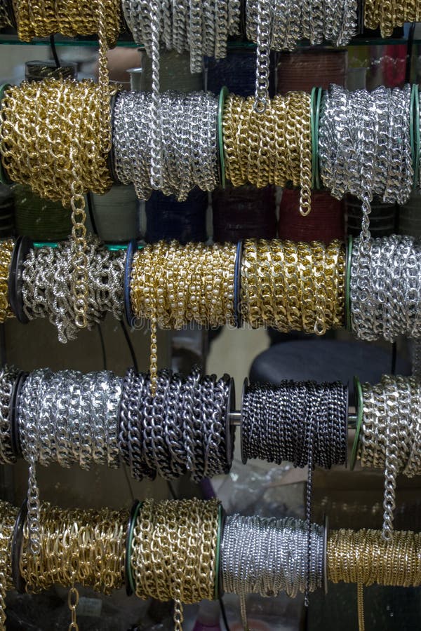 Rolls of decorative chains stock image. Image of safety - 94988019