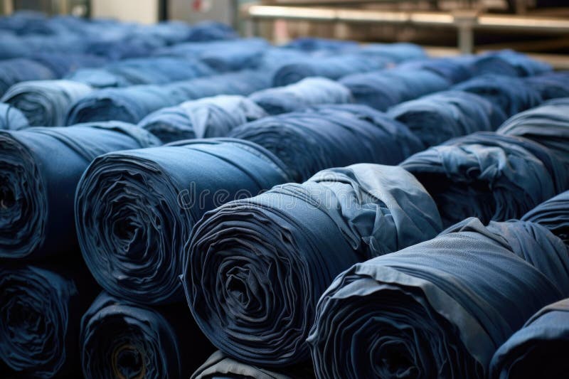 Rolls of Denim Fabric Ready for Production Stock Illustration ...