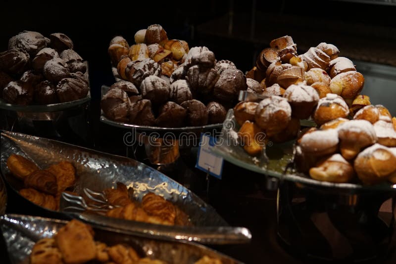 Many Rolls of Different Breads in the Bakery Restaurant Stock Image ...