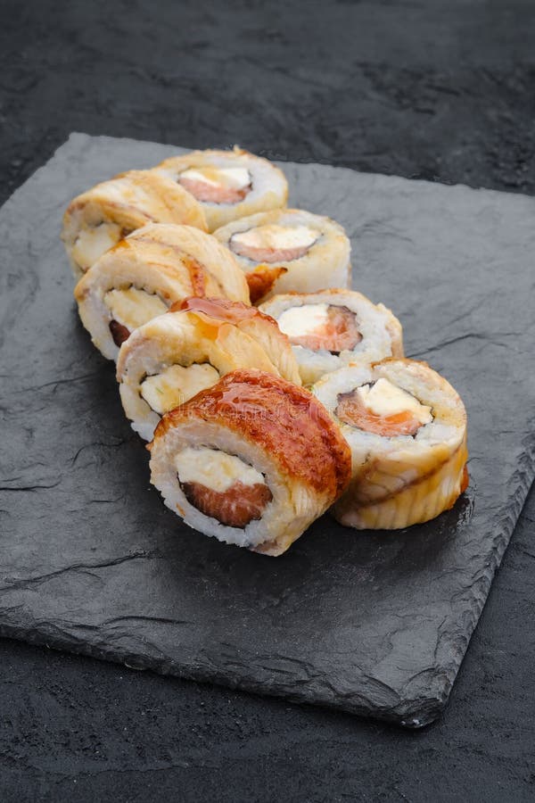 Rolls with Eel and Cream Cheese Stock Image - Image of lunch, meal ...