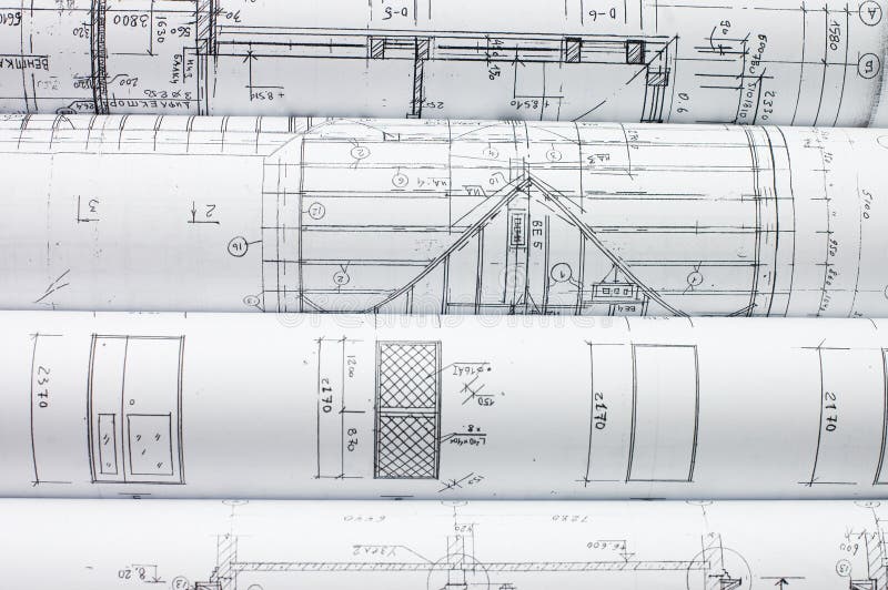 Rolls of Engineering Drawings Stock Image - Image of occupation ...