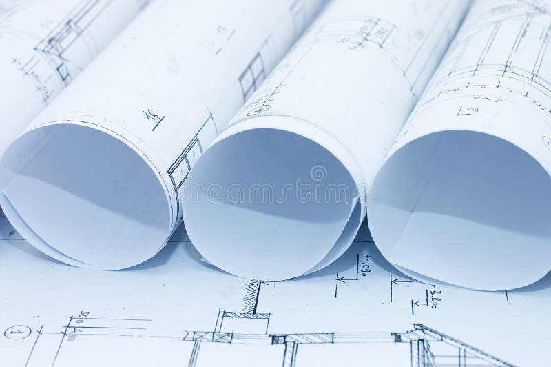 Rolls of Engineering Drawings Stock Image - Image of engineering ...