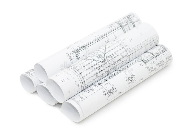 Engineering Drawings with Drafting Pencil, Highlighters and Measuring ...