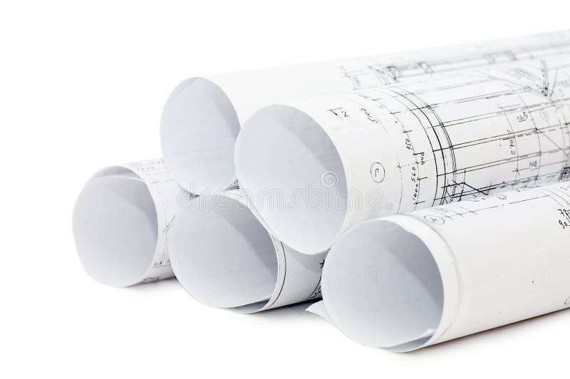 Rolls of Engineering Drawings Stock Image - Image of engineering ...