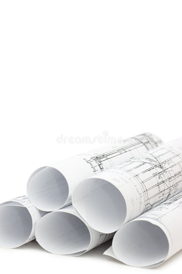 Rolls of Engineering Drawings Stock Image - Image of engineering ...
