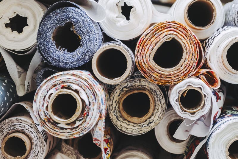 Rolls of Fabric with Colorful Patterns for Sewing Stock Image - Image ...