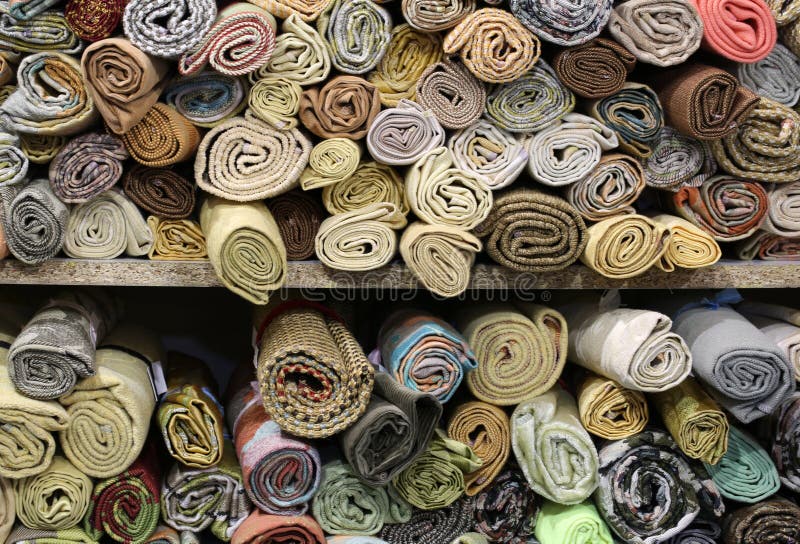 Rolls of Fabric in a Haberdashery Stock Image - Image of goods, roll ...