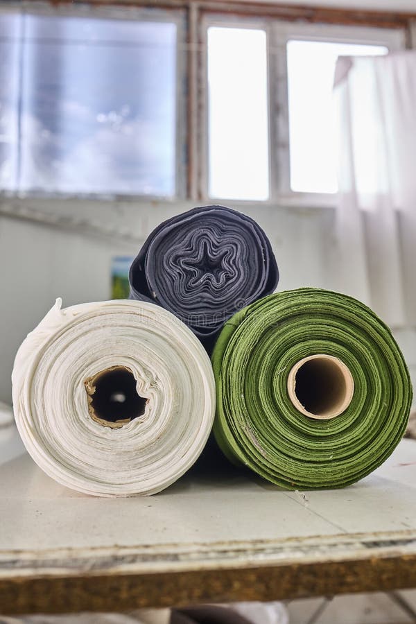 Rolls of Fabric in a Textile Workshop Stock Image - Image of ...
