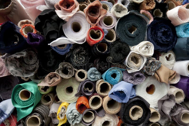 Rolls of Fabric and Textiles Stock Photo - Image of assortment, objects ...