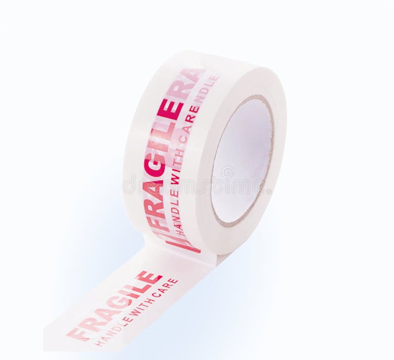 Fragile tape on a roll stock photo. Image of carton, dispatch - 2657794