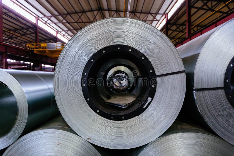 Rolls of Galvanized Steel Sheet Inside the Factory or Warehouse Stock ...