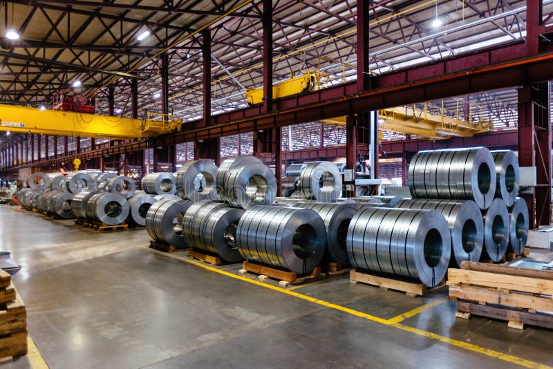 Rolls of Galvanized Steel Sheet Inside the Factory or Warehouse Stock ...