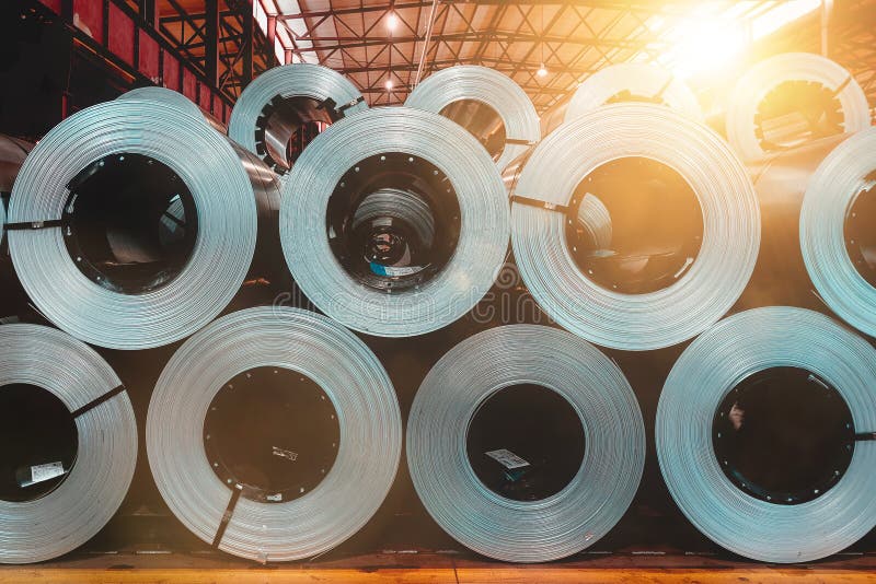 Rolls of Galvanized Steel Sheet Inside the Factory or Warehouse Stock ...