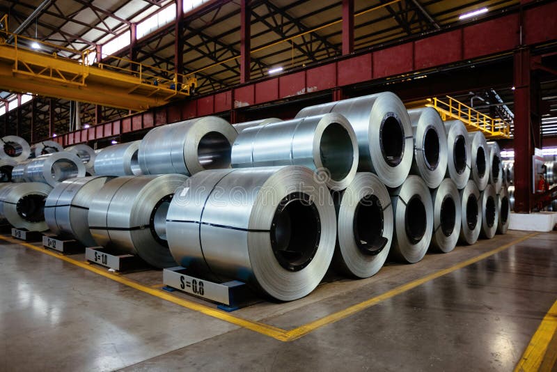 Rolls of Galvanized Steel Sheet Inside the Factory or Warehouse Stock ...