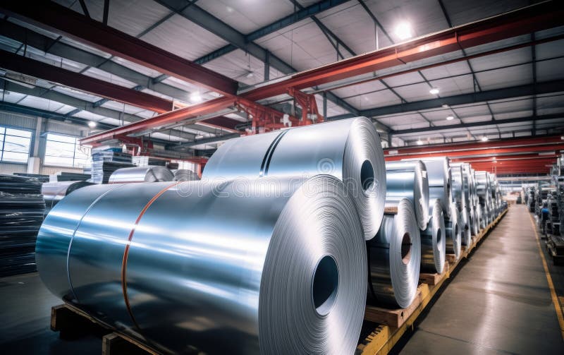 Rolls of Galvanized Steel Sheet Inside the Factory or Warehouse Stock ...