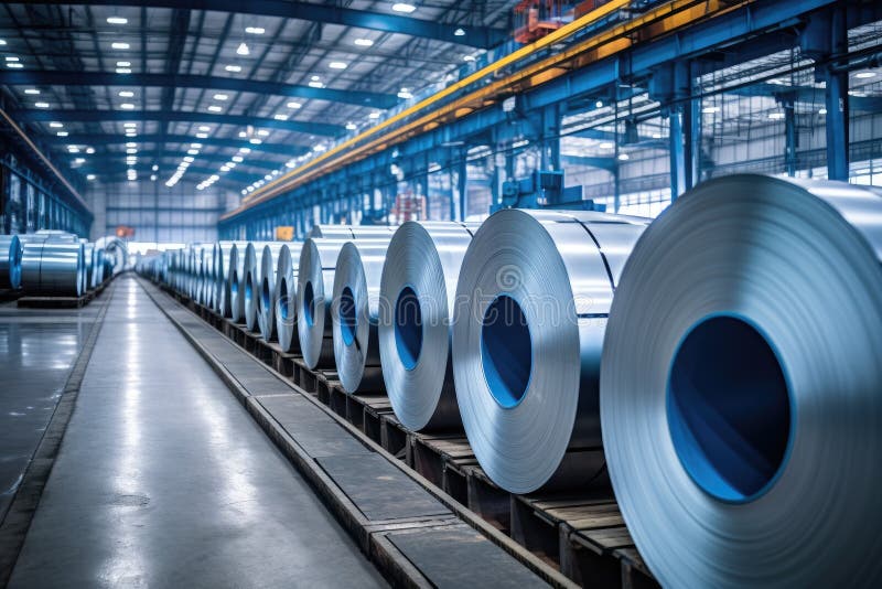 Rolls of Galvanized Steel Sheet Inside the Factory or Warehouse ...
