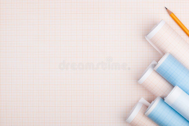 Rolls of Graph Paper and Pencil. Stock Photo - Image of master ...
