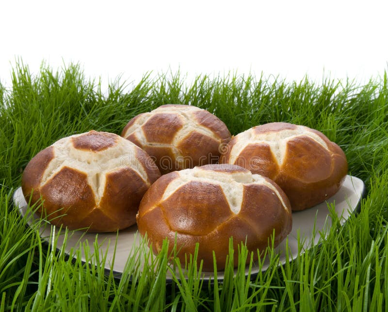 Rolls in the grass. stock image. Image of round, bread - 16582193