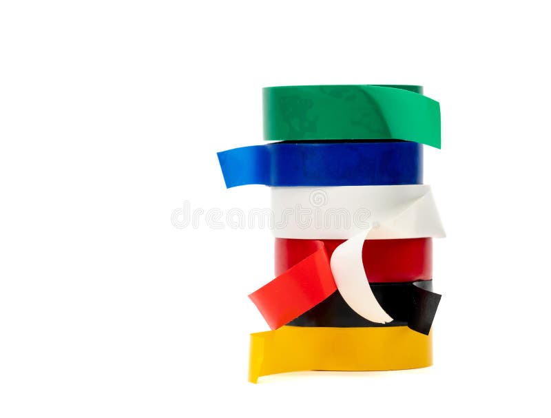 Rolls of Insulation Adhesive Tape, Multi Colored Ribbons on a White ...