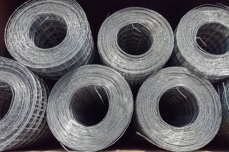 Rolls of Iron Grid Use for Reinforce Concrete in Construction Site ...