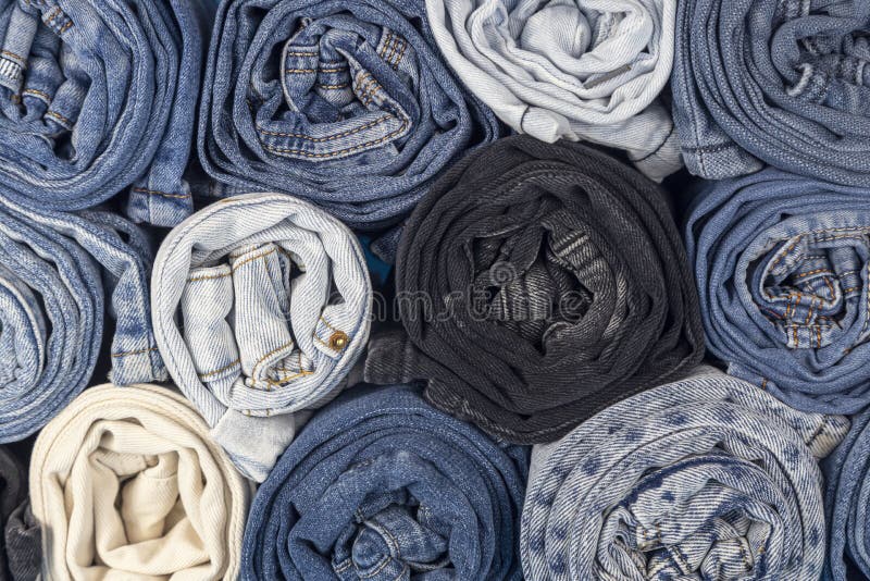 Rolls of Jeans, Denim Texture. Texture of Denim Fabric. Stock Photo ...