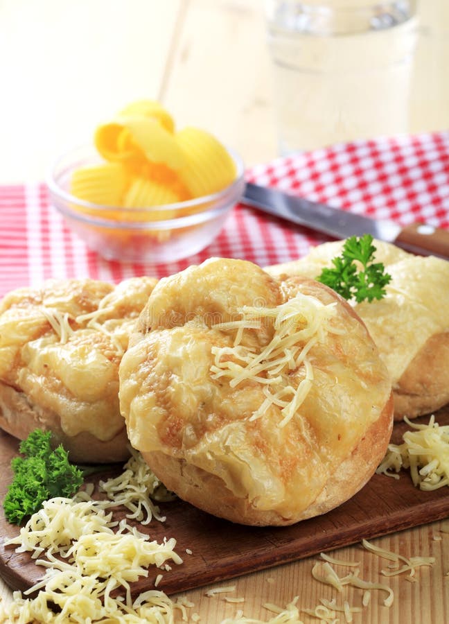 Rolls with Melted Cheese on Top Stock Image - Image of grated, topping ...