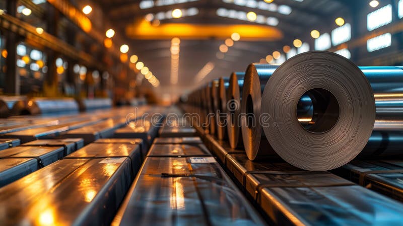 Rolls of Metal in Factory Warehouse. Stock Image - Image of rolls ...