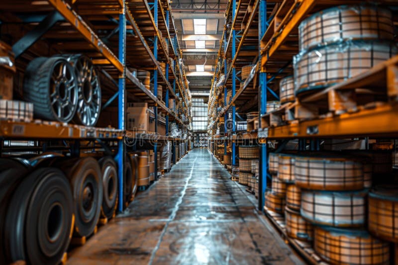 Rolls of Metal Sheet Metal on Shelves in a Warehouse Stock Image ...