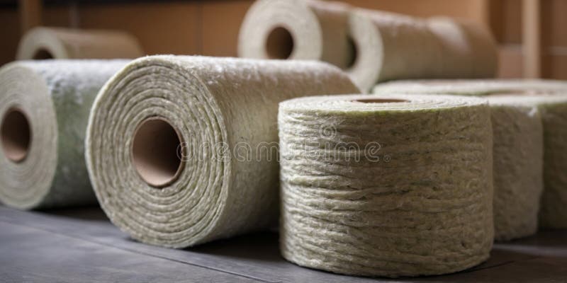 Rolls of Mineral Wool Filling Used As Isolation in Wall. Stock Image ...