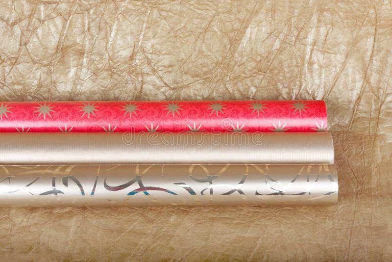Rolls of Multicolored Wrapping Paper for Gifts Stock Photo - Image of ...