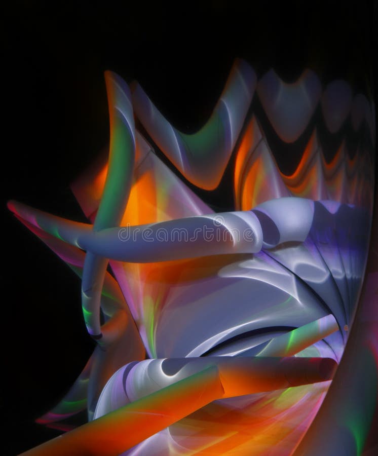 Rolls of Paper Painted by Light on the Black Background Stock Image ...