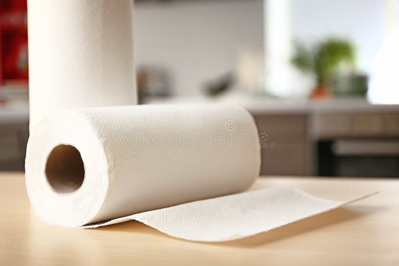 Rolls of Paper Towels on Kitchen Table Stock Image - Image of rolled ...