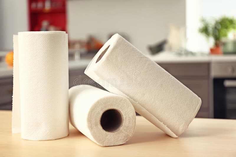 Rolls of Paper Towels on Kitchen Table Stock Image - Image of home ...