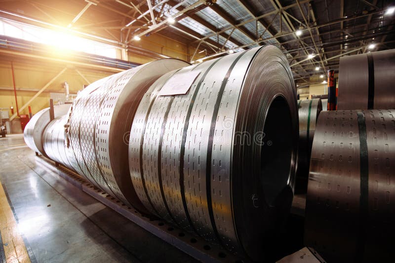 Rolls of Perforated Galvanized Steel Sheet in Metalworking Factory ...