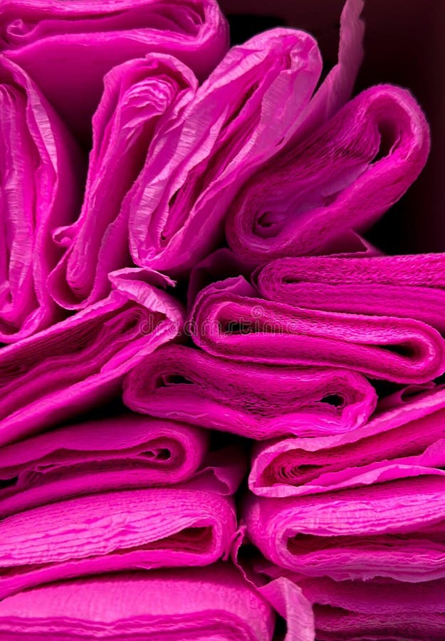 Rolls of Pink Crepe Paper Stacked Together Stock Illustration ...