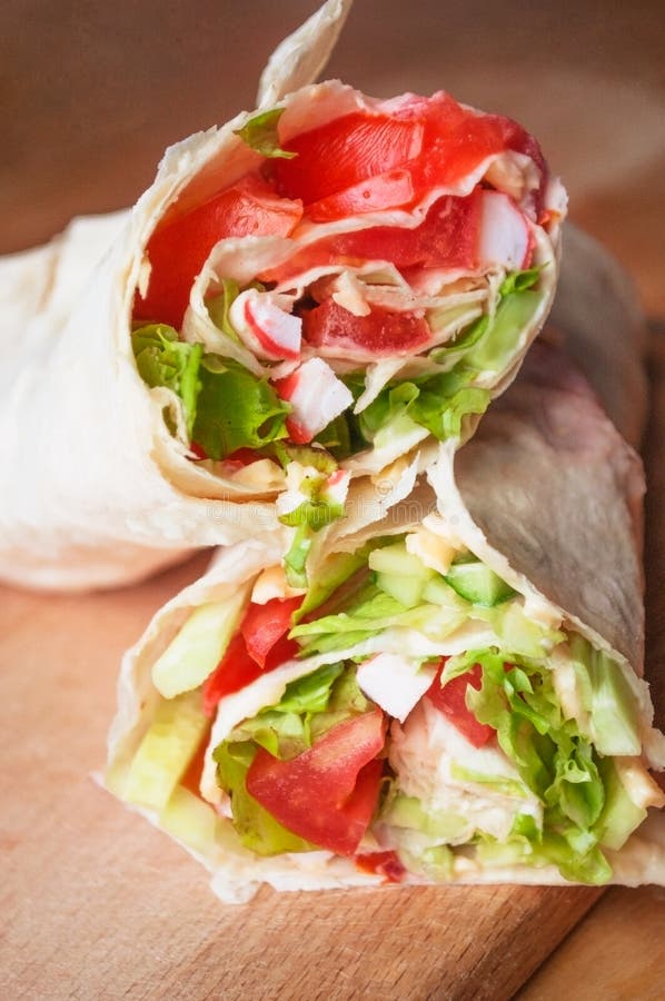Rolls with Pita Bread with Vegetables Stock Photo - Image of tomato ...