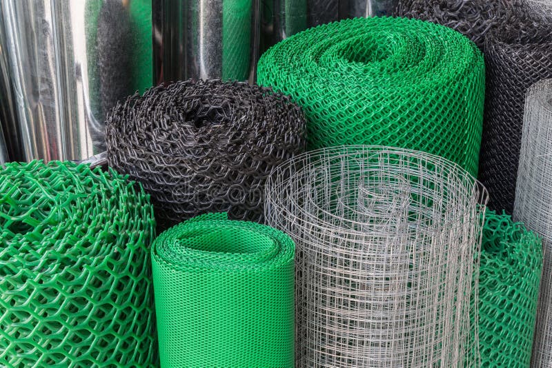 Rolls of Plastice and Steel Wire Mesh Stock Photo - Image of wire ...