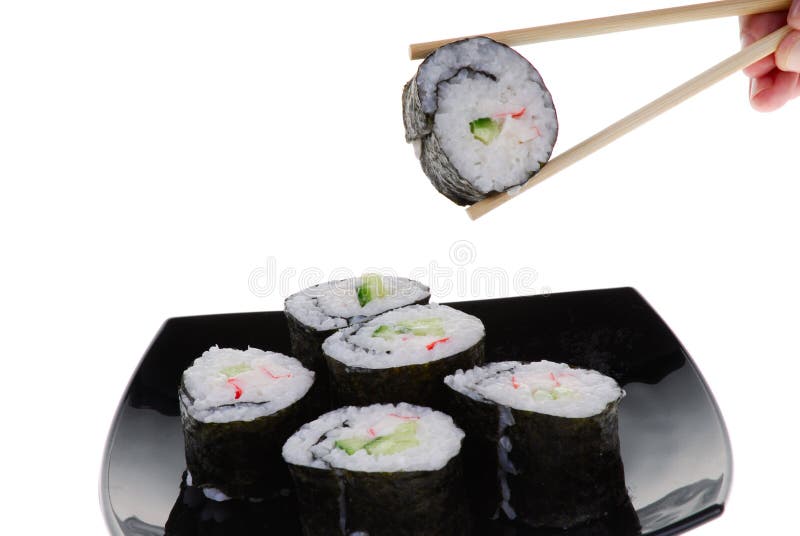 Rolls on plate stock photo. Image of restaurant, oriental - 7193400