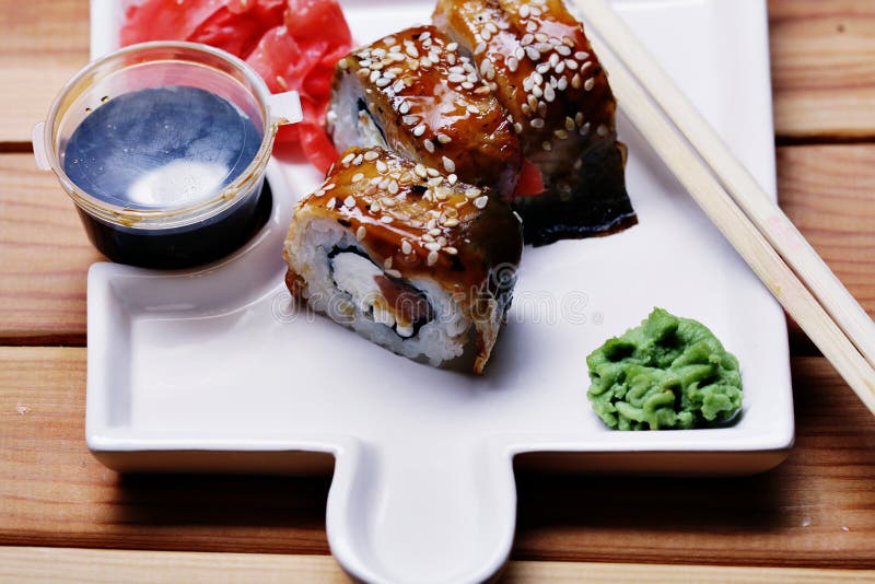 Rolls on a plate stock photo. Image of california, delicious - 45557892