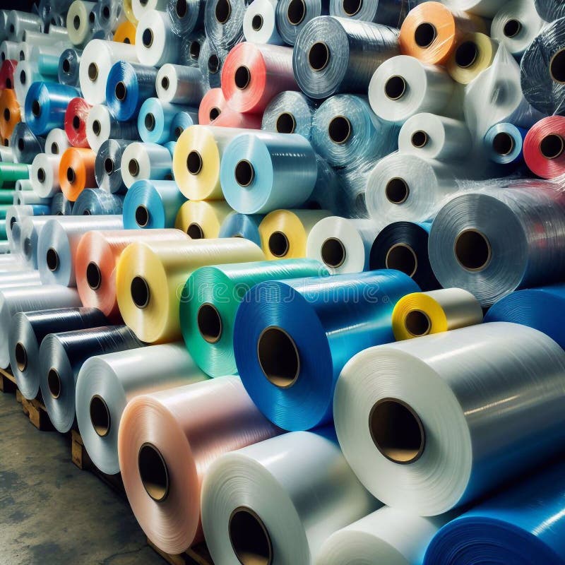 Rolls of Polyethylene, Close-up. Generated AI Stock Illustration ...