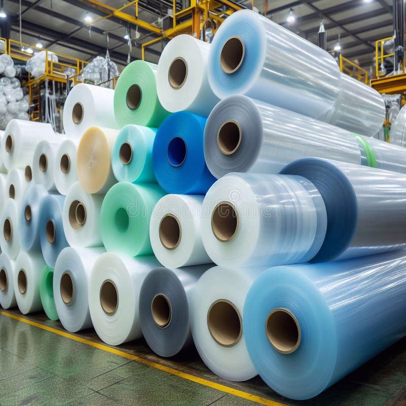 Rolls of Polyethylene, Close-up. Generated AI Stock Illustration ...