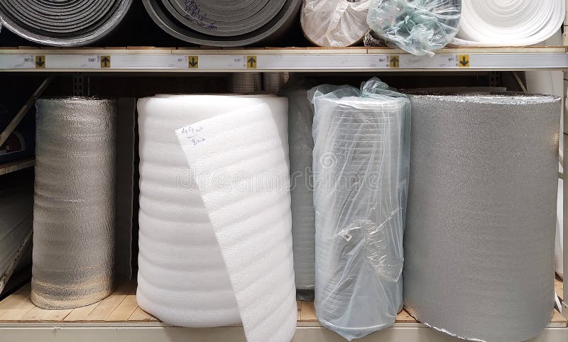 Rolls of Polyethylene Foam and Foil Thermal Insulation Material Stock ...