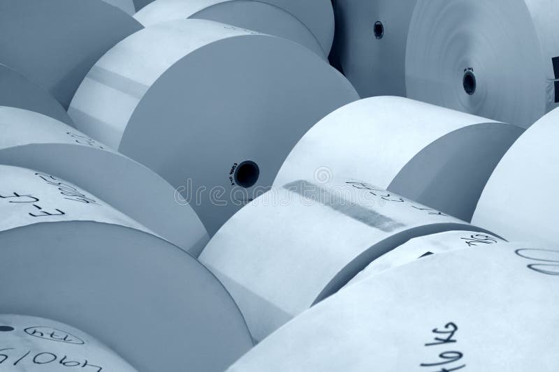 Rolls of Printing Paper during Production, Ready for Printing Stock ...