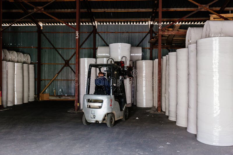 Rolls of Recycled Paper in the Warehouse Stock Image - Image of storage ...